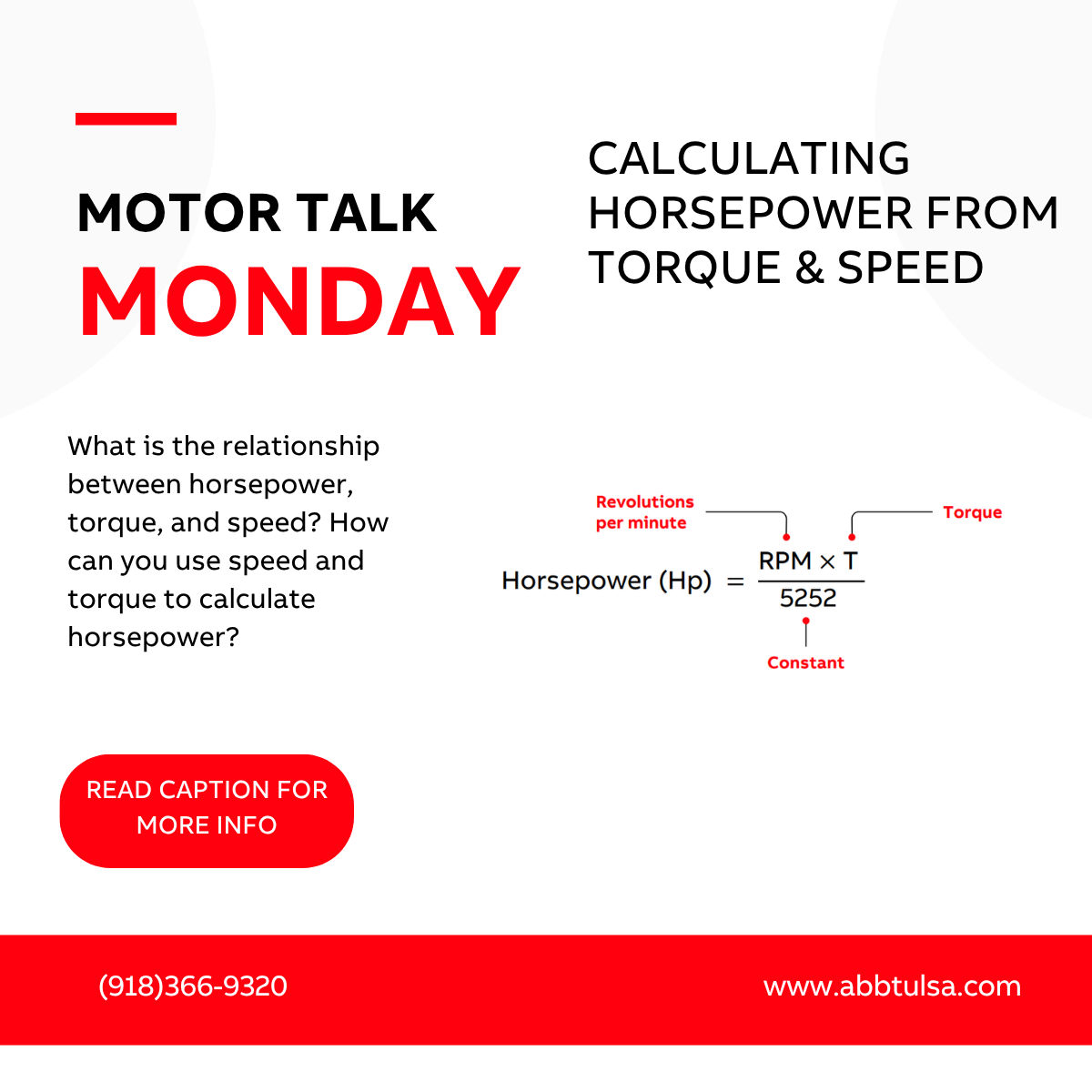 Motor Talk Monday - Calculating Horsepower